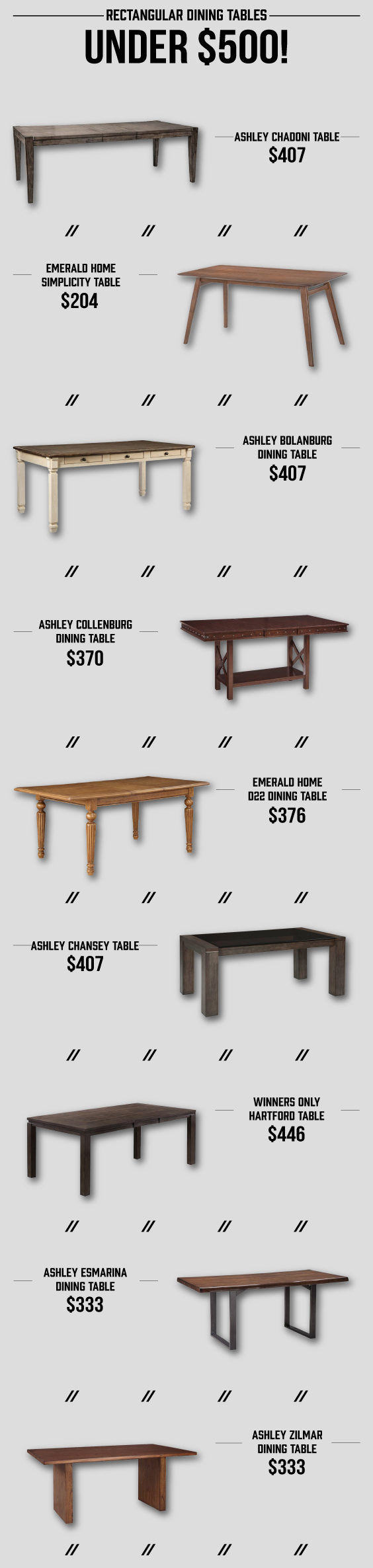Rectangular Dining Tables Under $500 - Delivery Available in Oregon