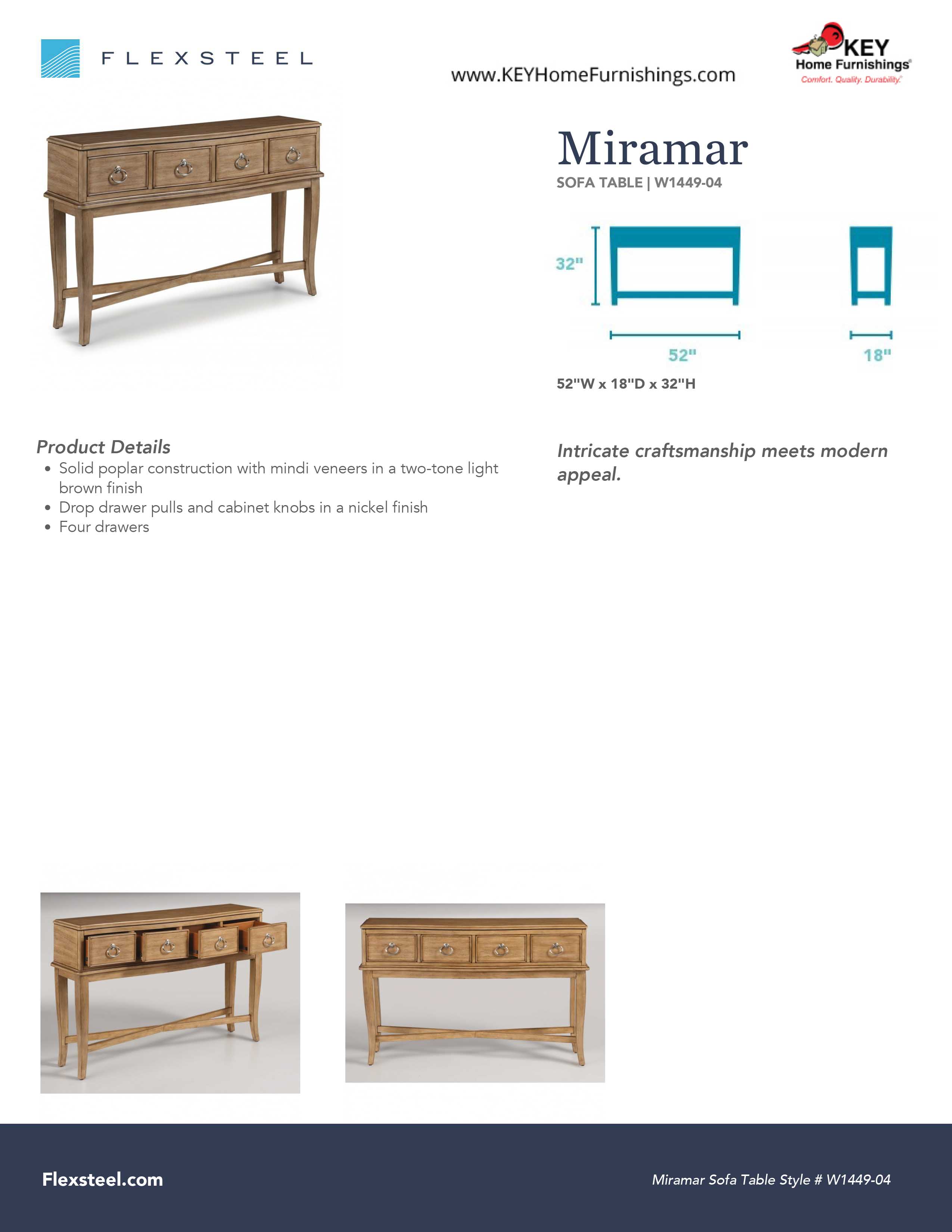Flexsteel Furniture W1449-04 details and dimensions